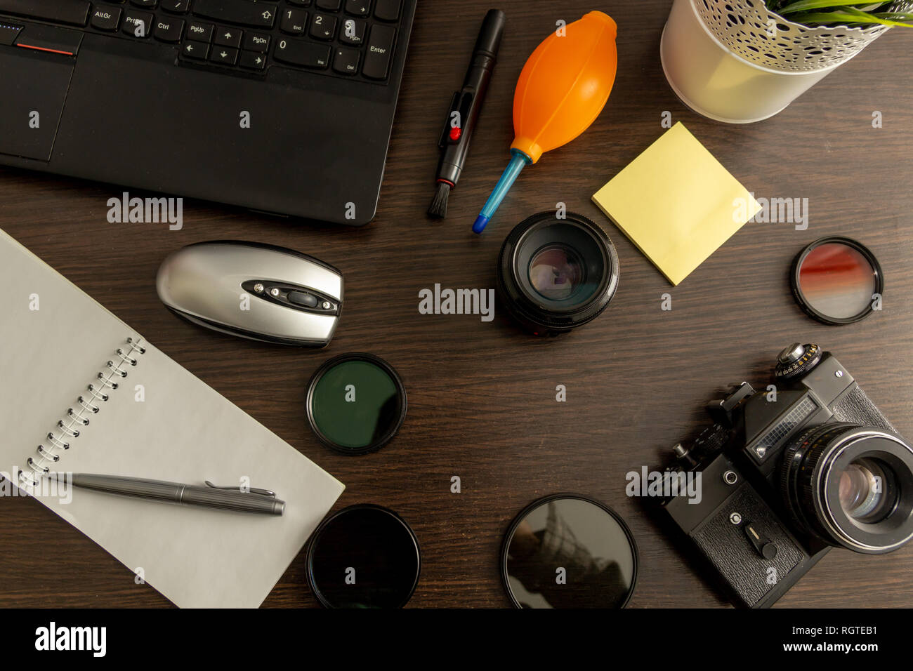 Workspace of professional photographer. Photography and office ...