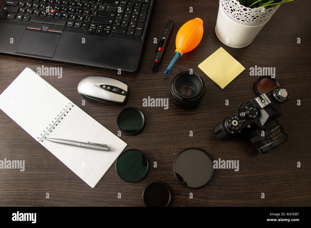 Workspace of professional photographer. Photography and office ...