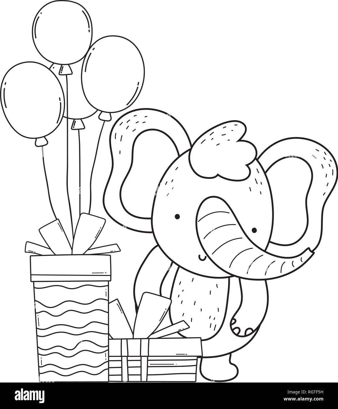 Happy very cute baby elephant with balloons Stock Vector Images - Alamy