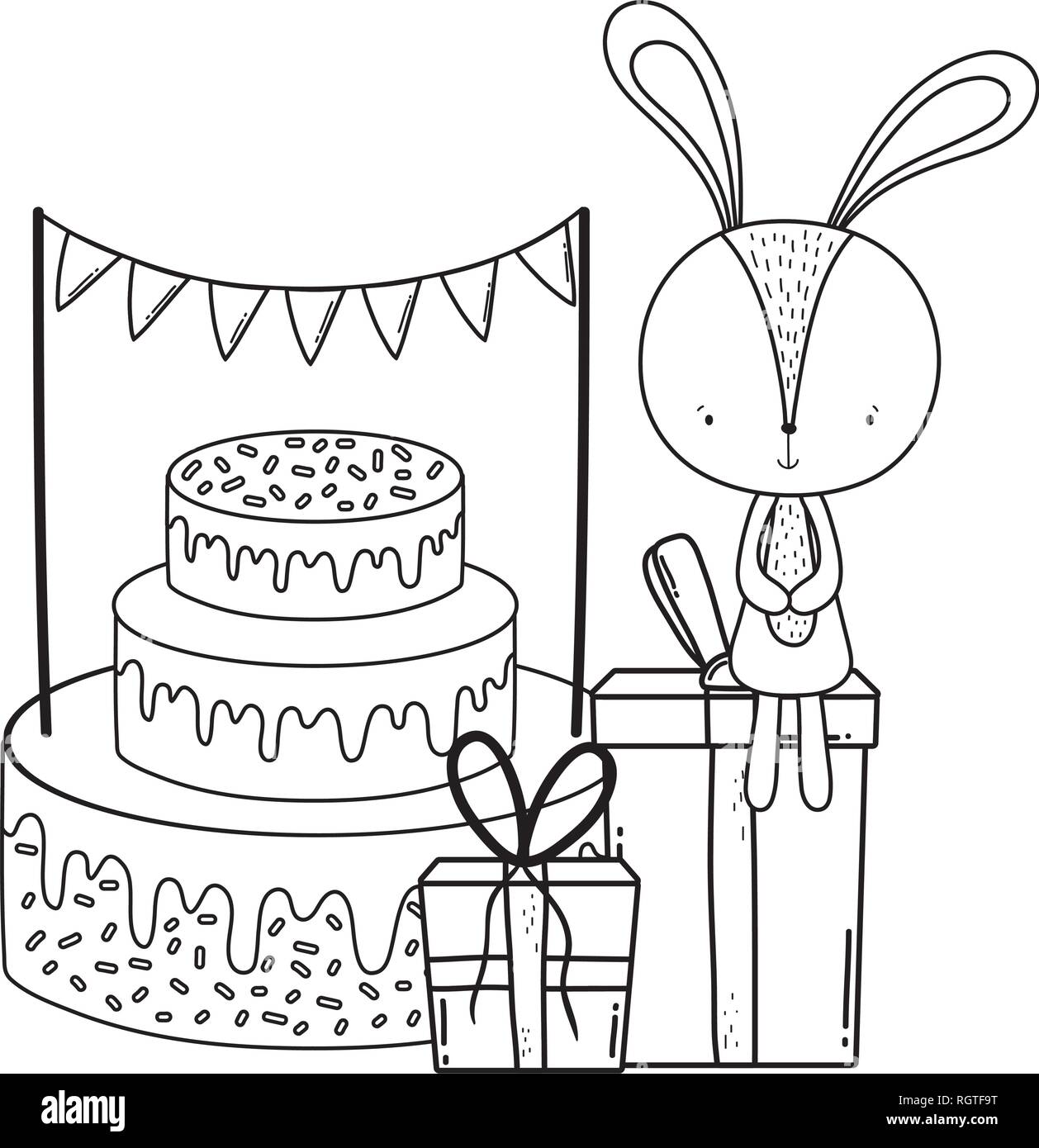 Cute little bunny birthday Stock Vector Images - Alamy