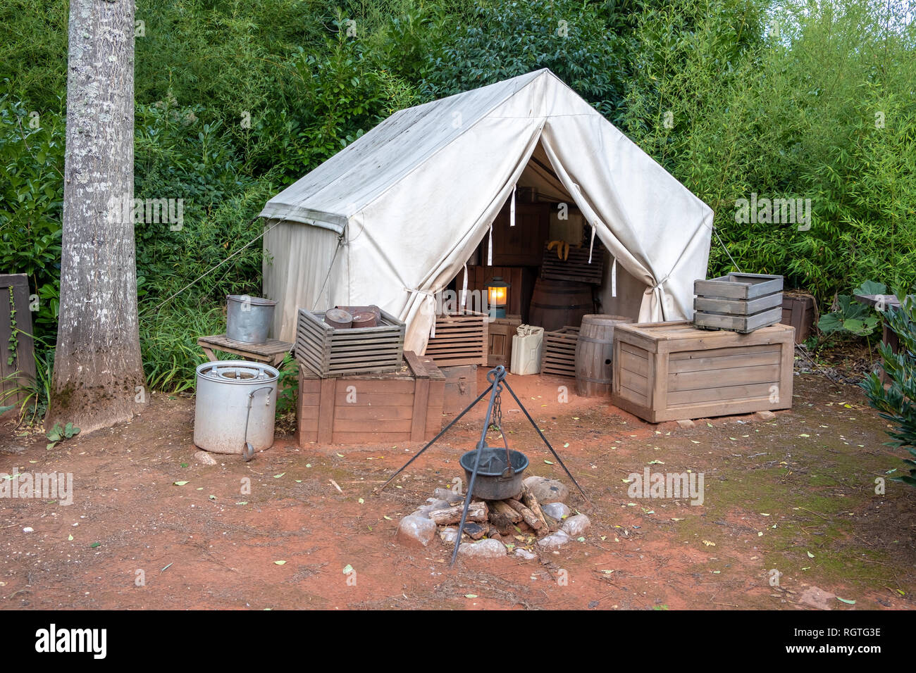 Old tent in the forest Stock Photo - Alamy