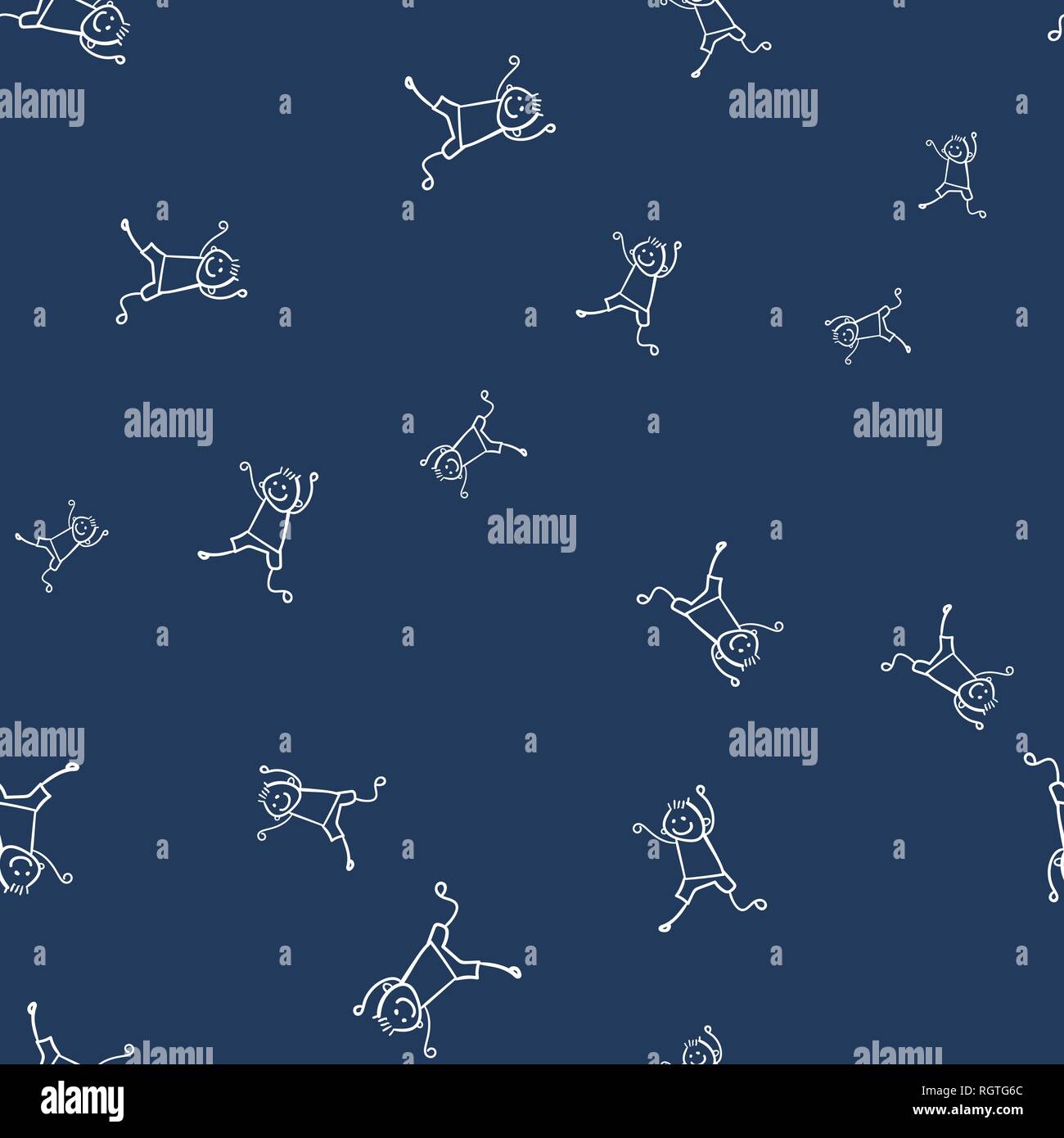 Kids seamless pattern in doodle style. Vector illustration on color ...