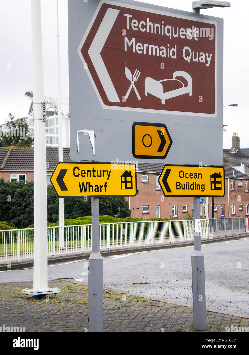 Signs, Cardiff Bay, Wales Stock Photo - Alamy