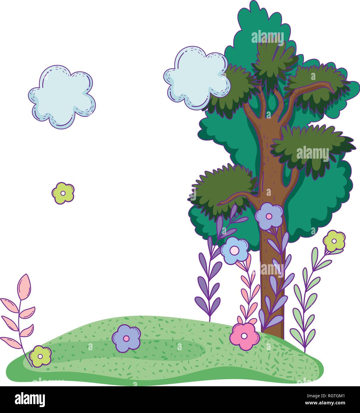 beautiful landscape with tree scene Stock Vector Image & Art - Alamy