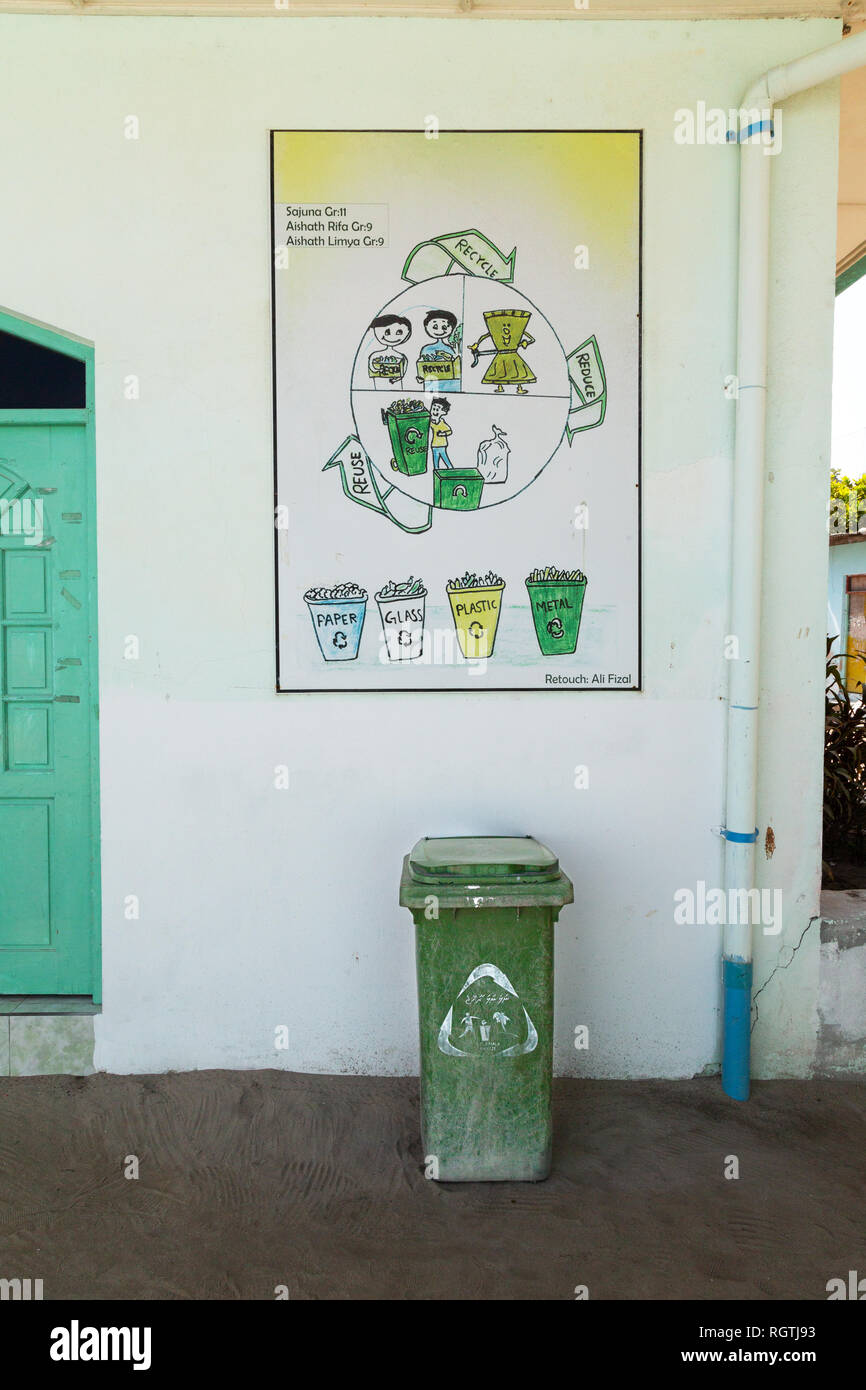 Asia recycling - Maldives recycle bin, Ukulhas island, Alif Alif atoll ...