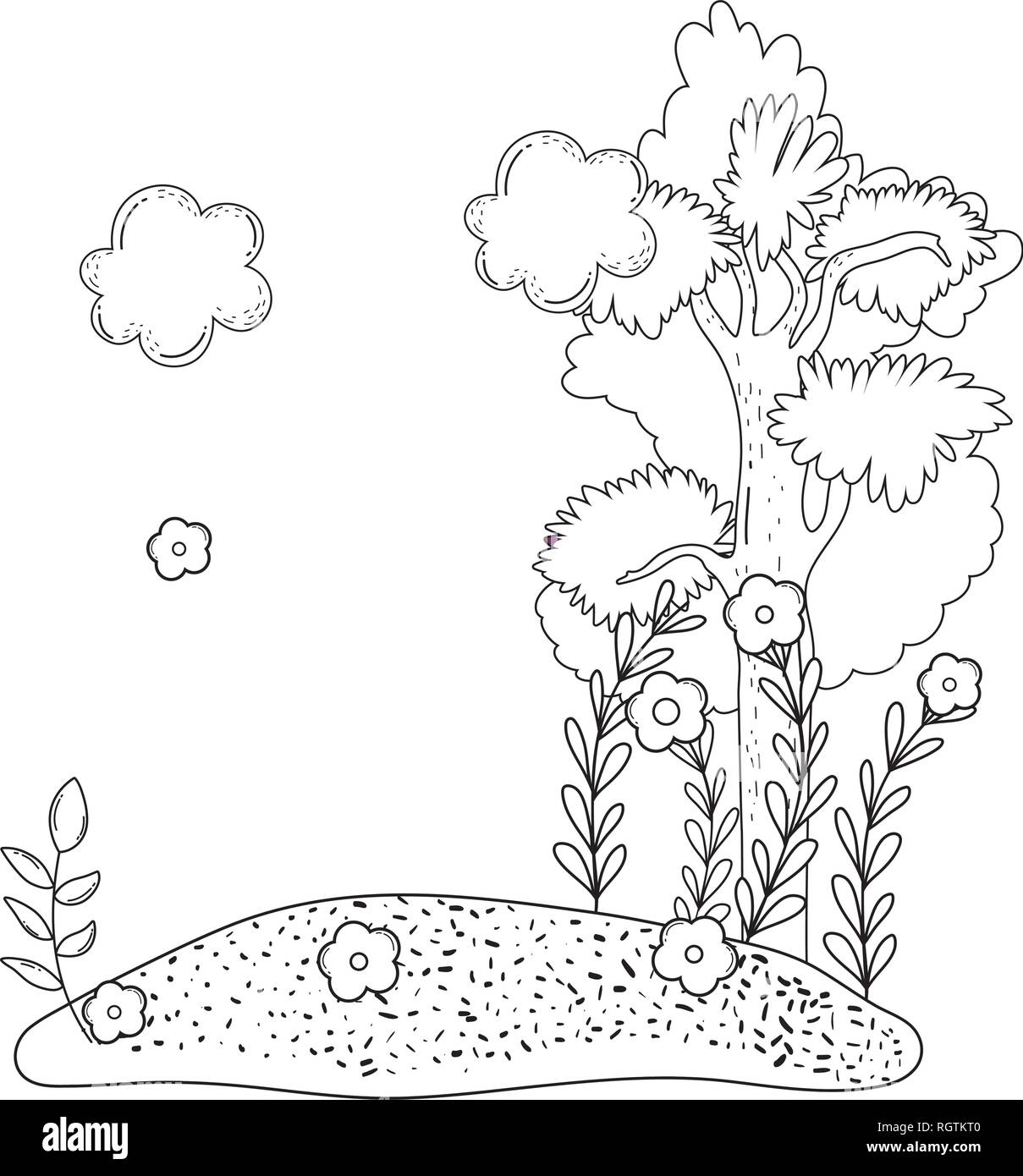 beautiful landscape with tree scene Stock Vector Image & Art - Alamy