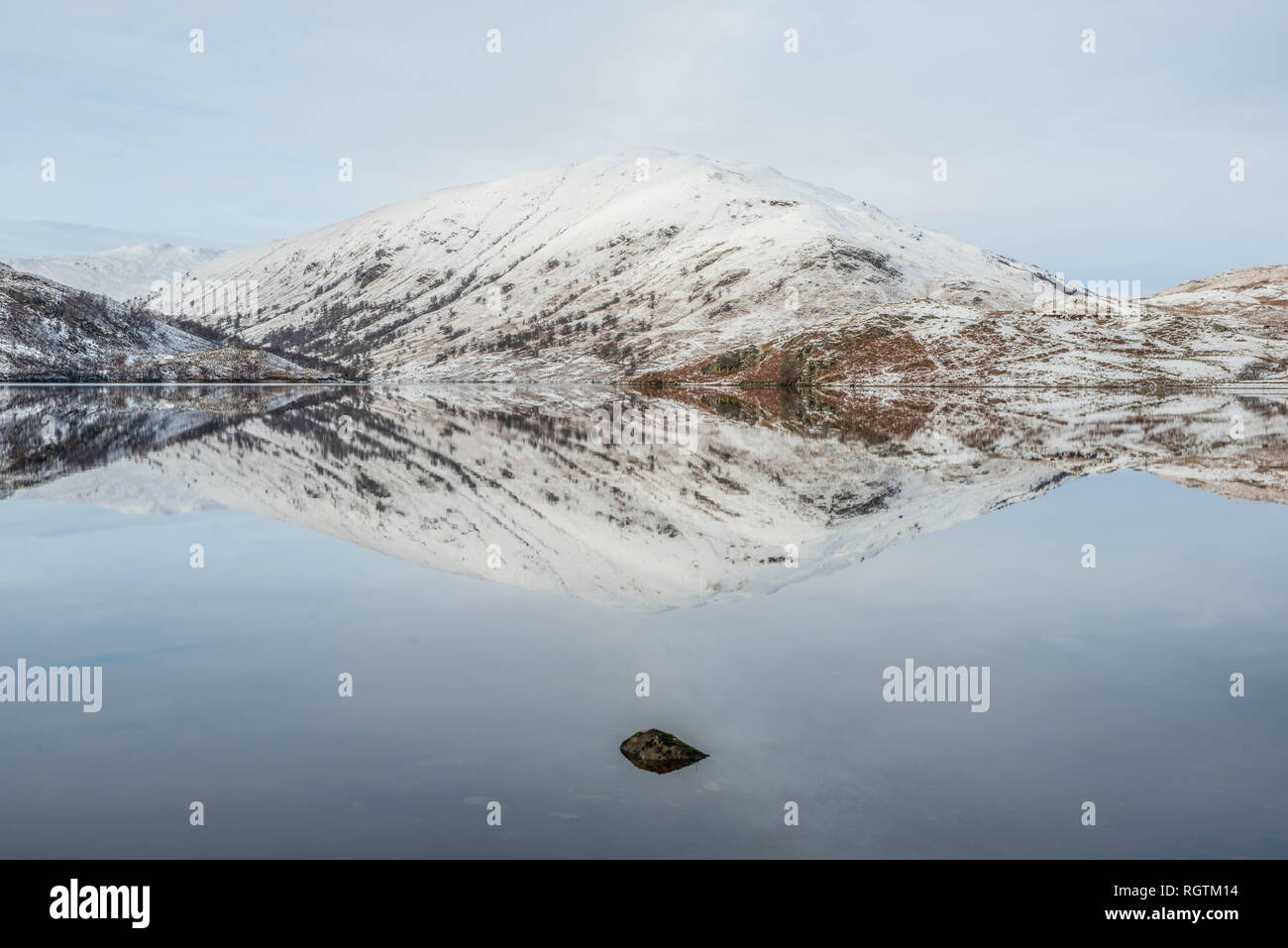 Snow covered Meall Cala / The Meall and Glen Finglas Reservoir Woodland ...