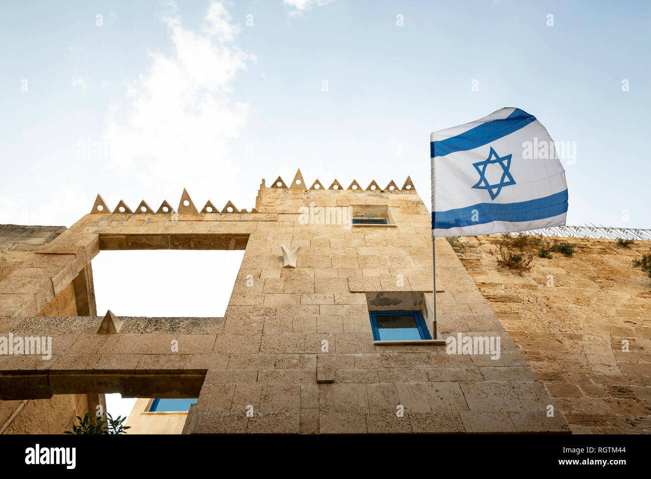Tel Aviv, Old Jaffa, Israel - December23, 2018: National flag of Israel ...