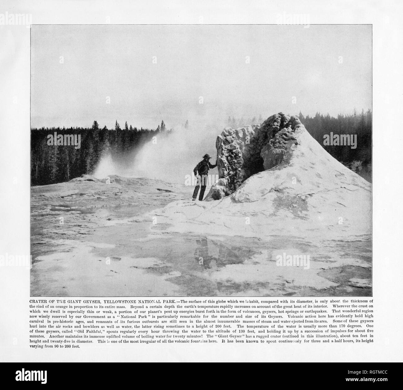 Giant geyser upper geyser basin Black and White Stock Photos & Images ...