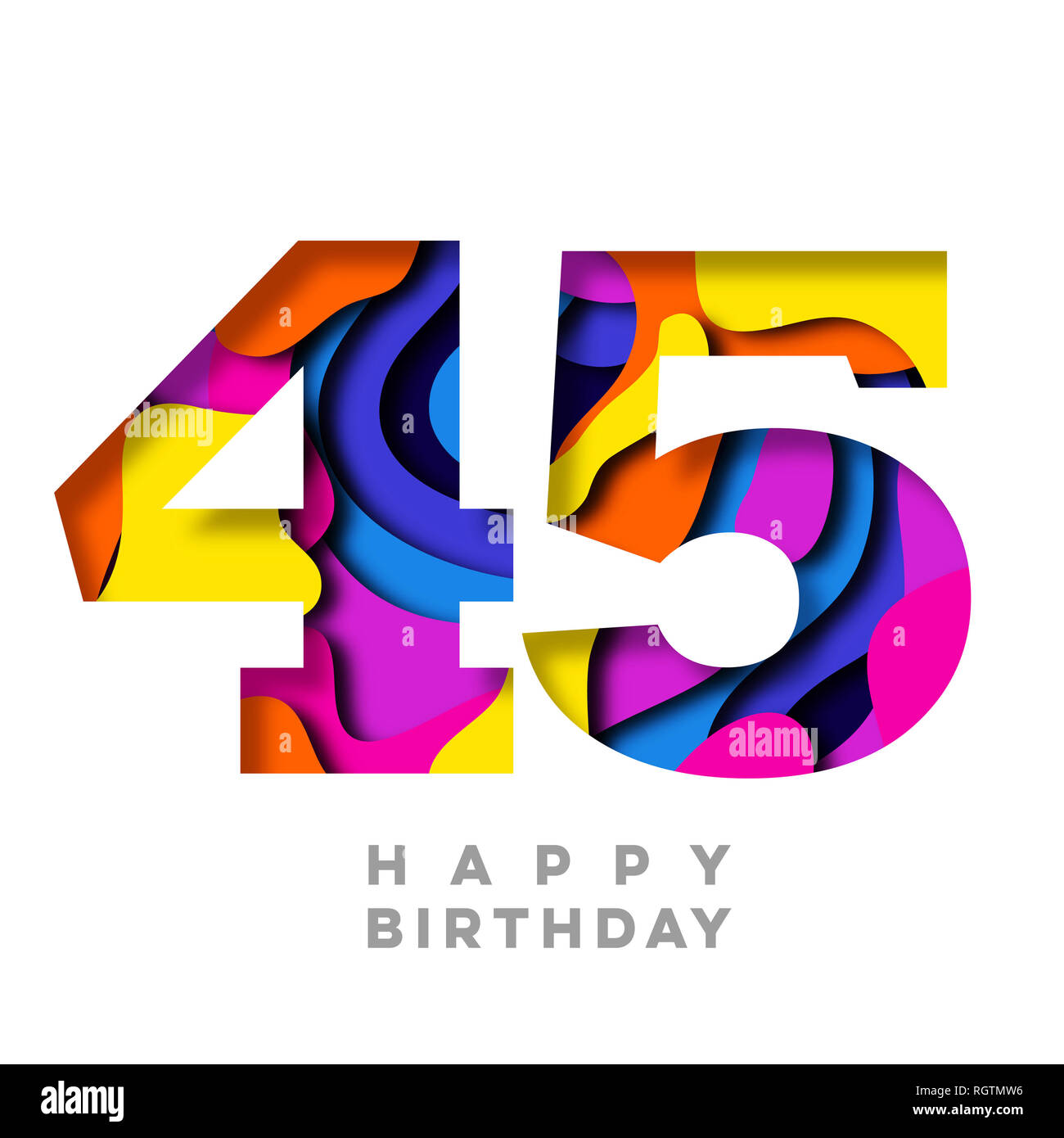Happy birthday number 45 greeting hi-res stock photography and images ...