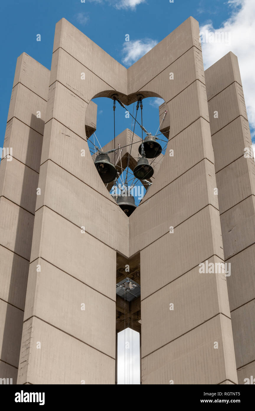 Symmetrical concrete monument at the Bells UNESCO monument in Sofia ...