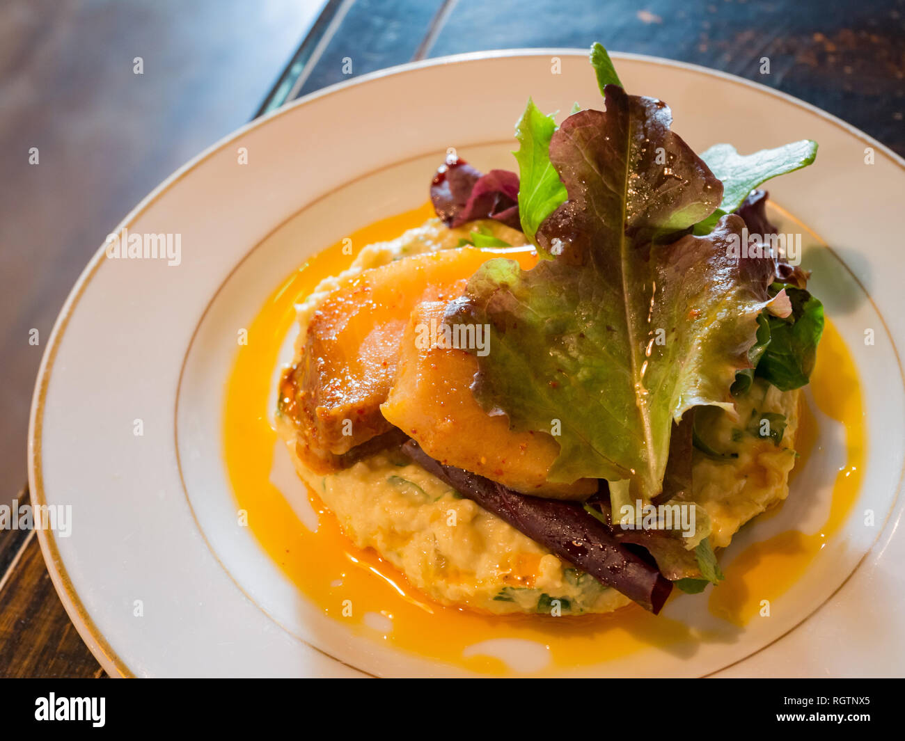 Close up shot of fry fish with vegetable, ate at Paris, France Stock ...