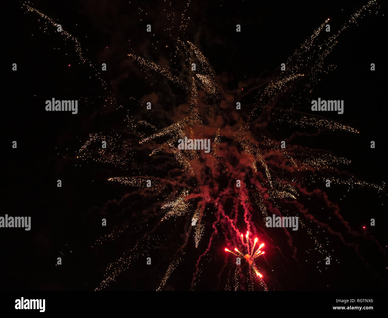 Fireworks on dark sky background Stock Photo - Alamy