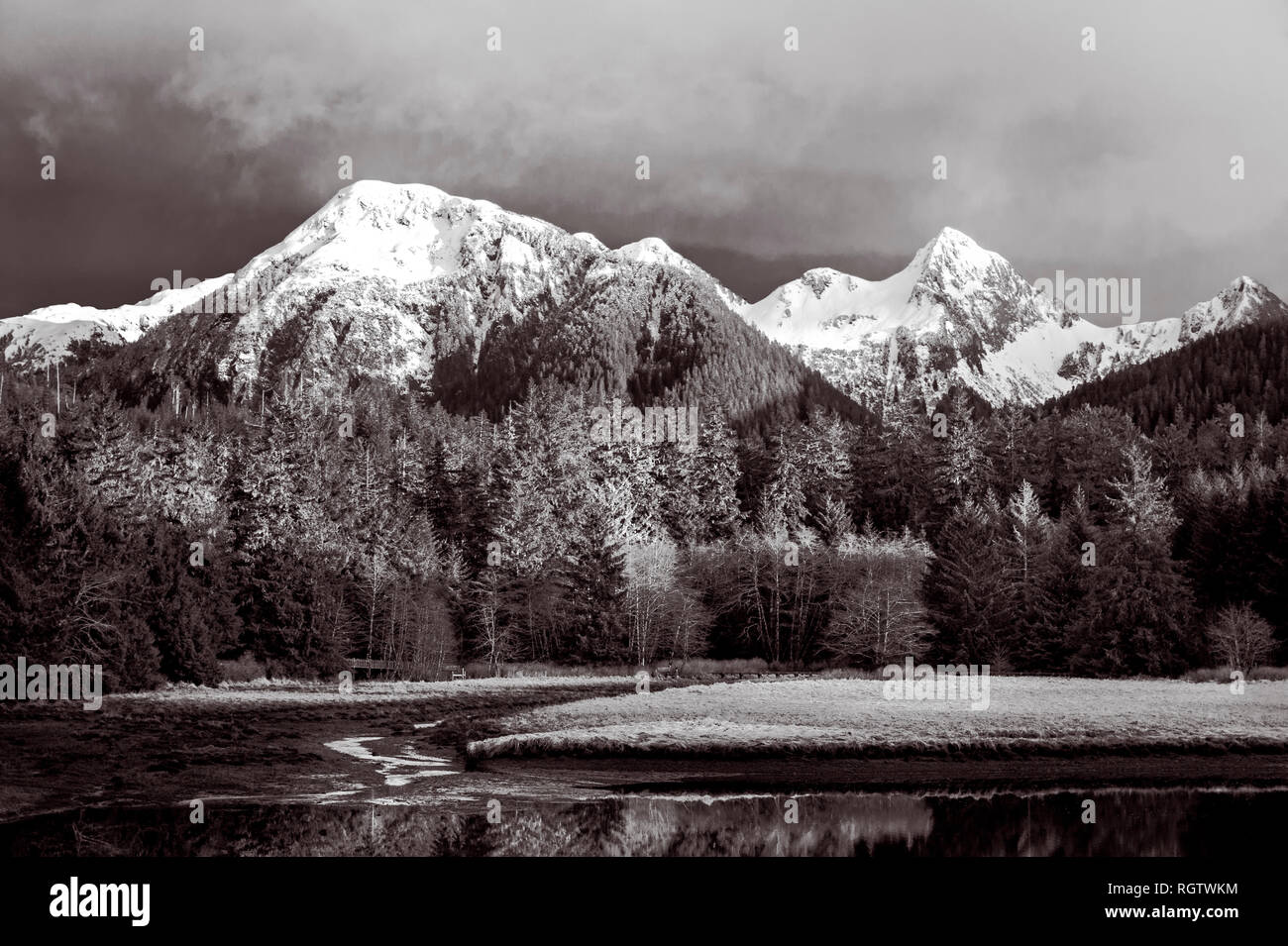Starrigavan River and estuary and Harbor Mountain behind -- Tongass ...