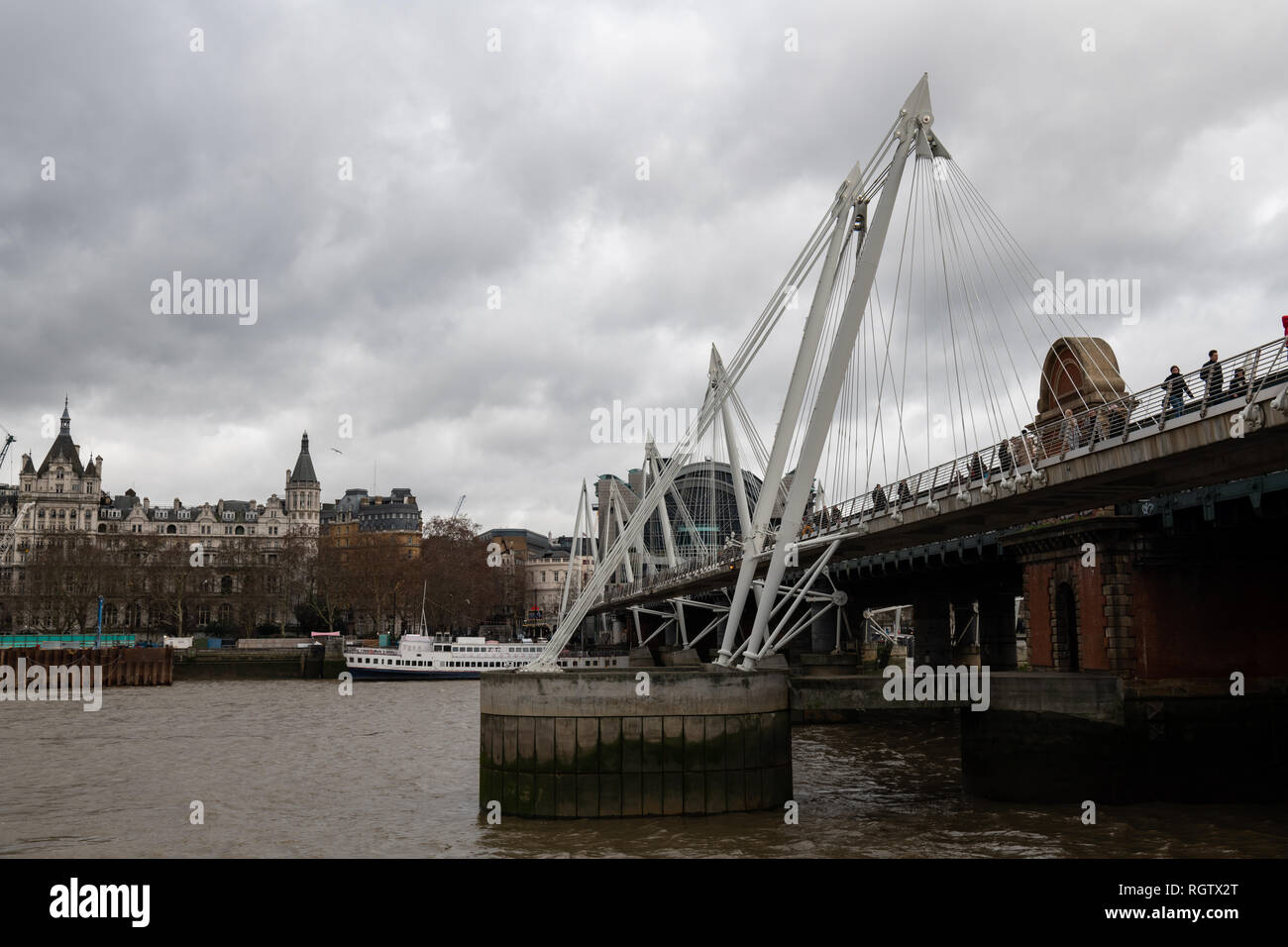 London,UK - January 26th 2019: The steel trusses of Charing Cross ...