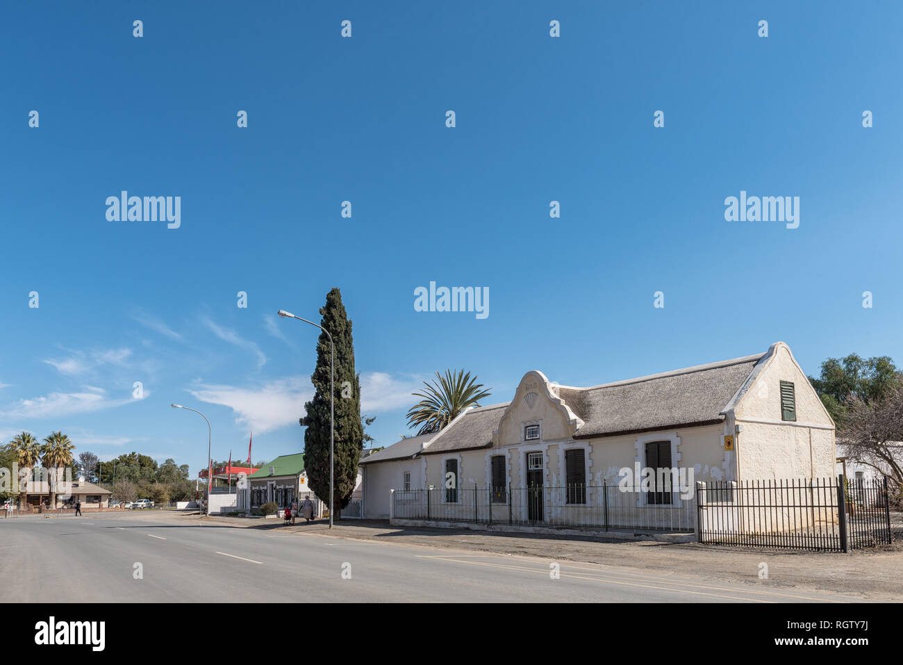 CALVINIA, SOUTH AFRICA, AUGUST 30, 2018: A street scene, with historic ...