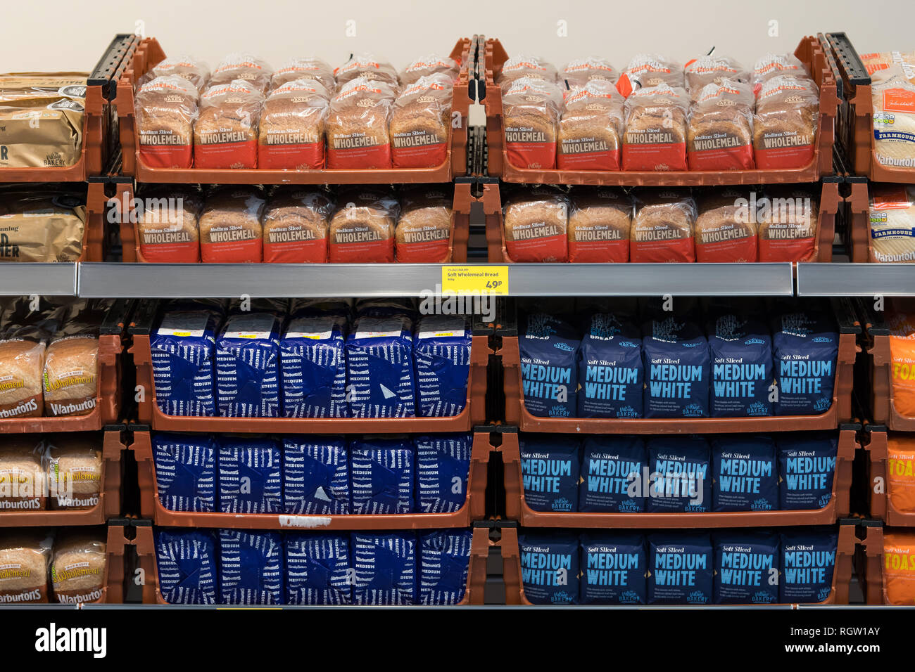 A selection of bread on sale in a supermarket in the UK Stock Photo - Alamy