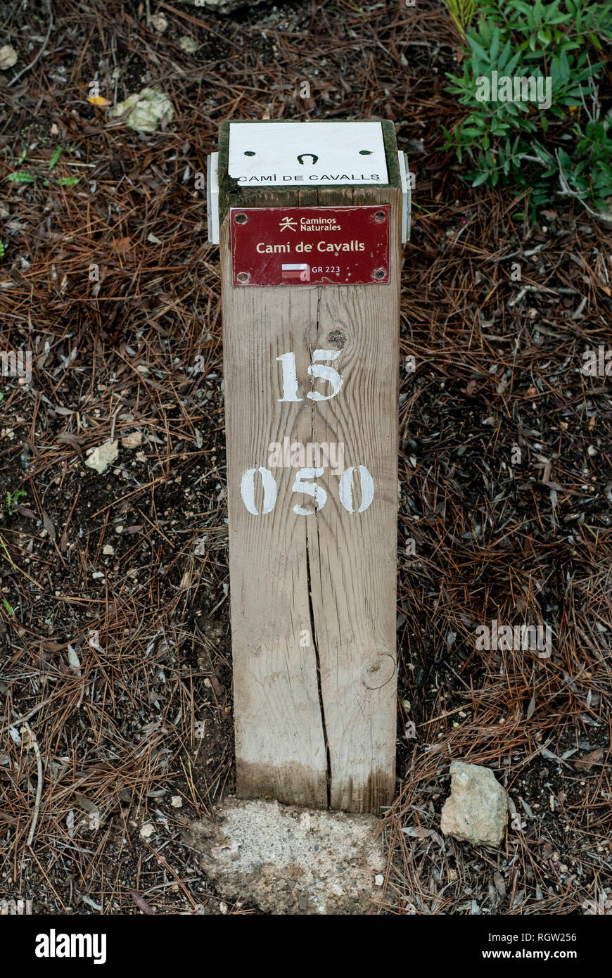 Wooden signpost on cami de cavalls menorca hi-res stock photography and ...