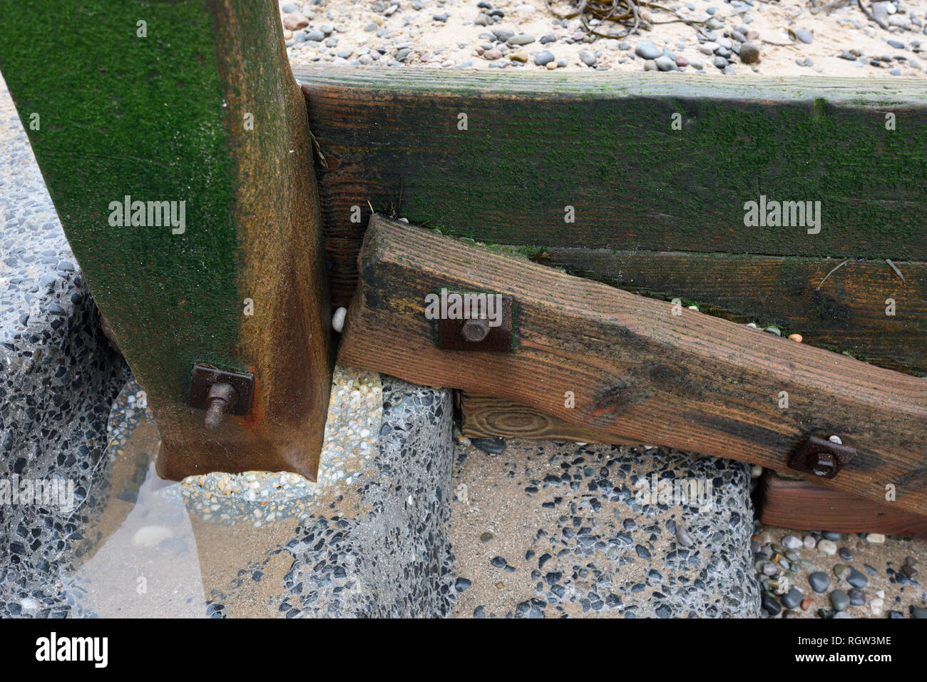 Timber groyne planking algal growth hi-res stock photography and images ...