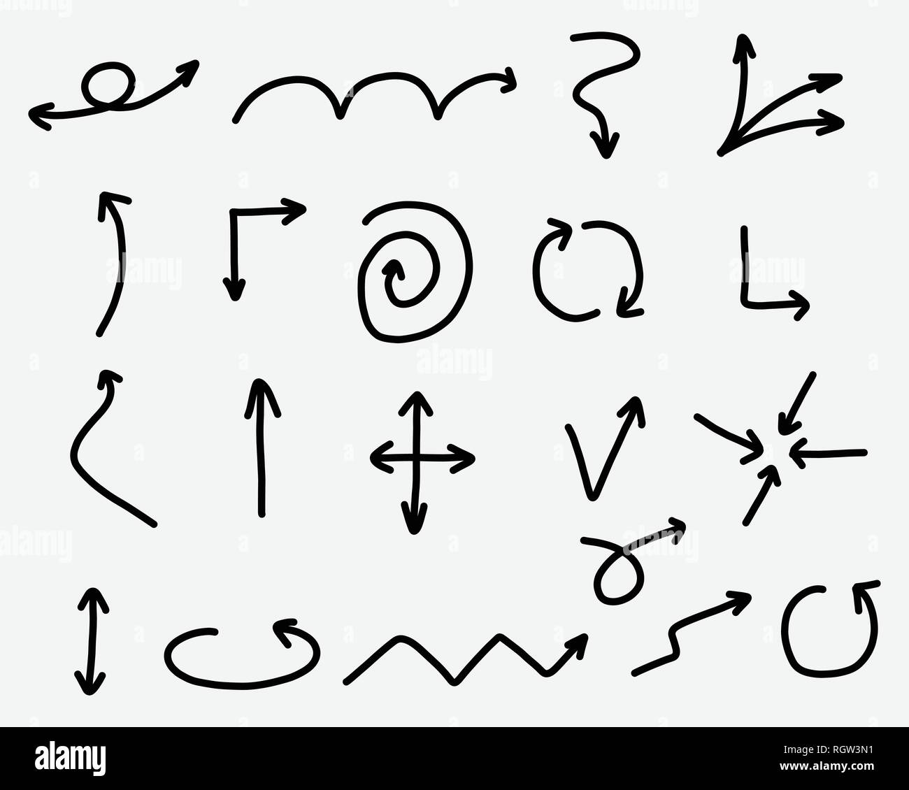 Hand drawn vector arrow set isolated on white background Stock Vector ...