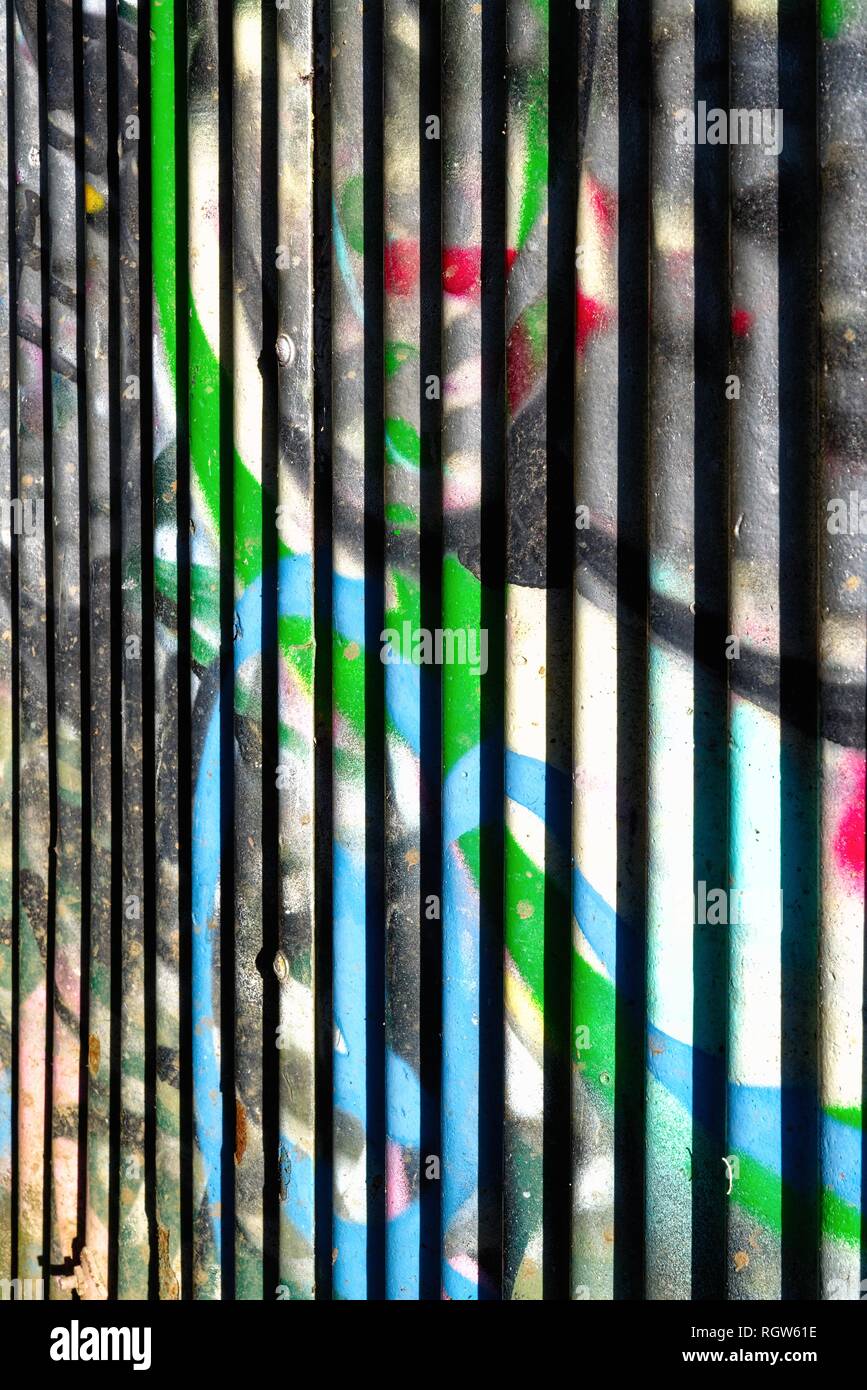 Abstract vertical pattern painted in multi coloured spray paint Stock ...