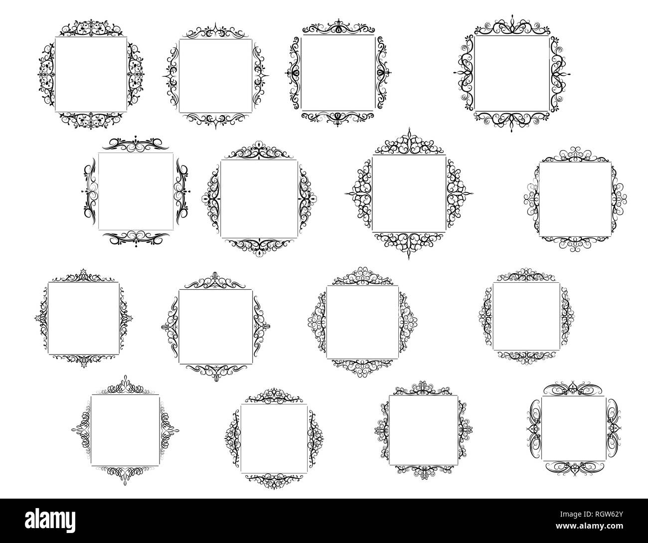 Vintage vector swirl frame set Stock Vector Image & Art - Alamy