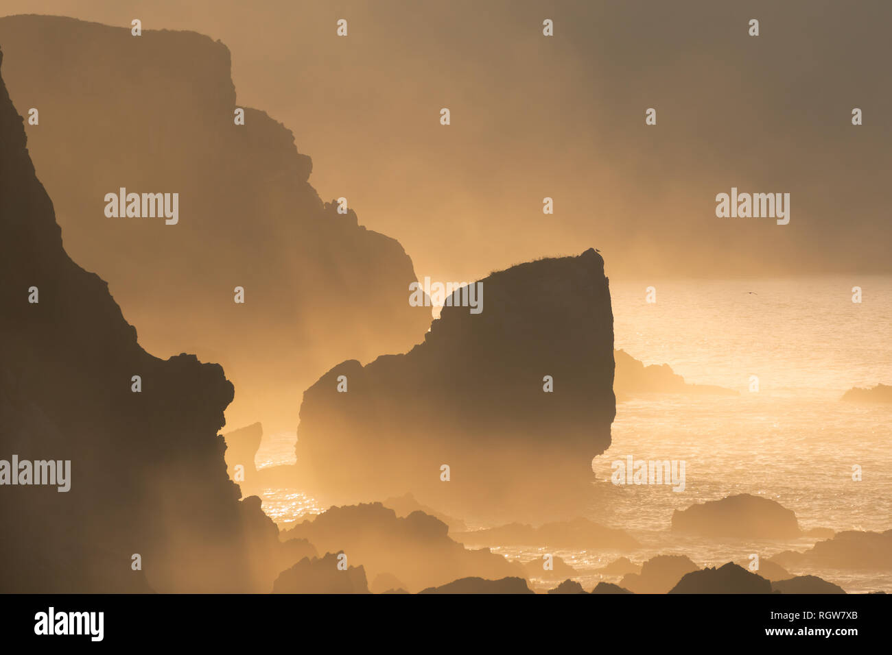 rocks with haze on coast Stock Photo - Alamy