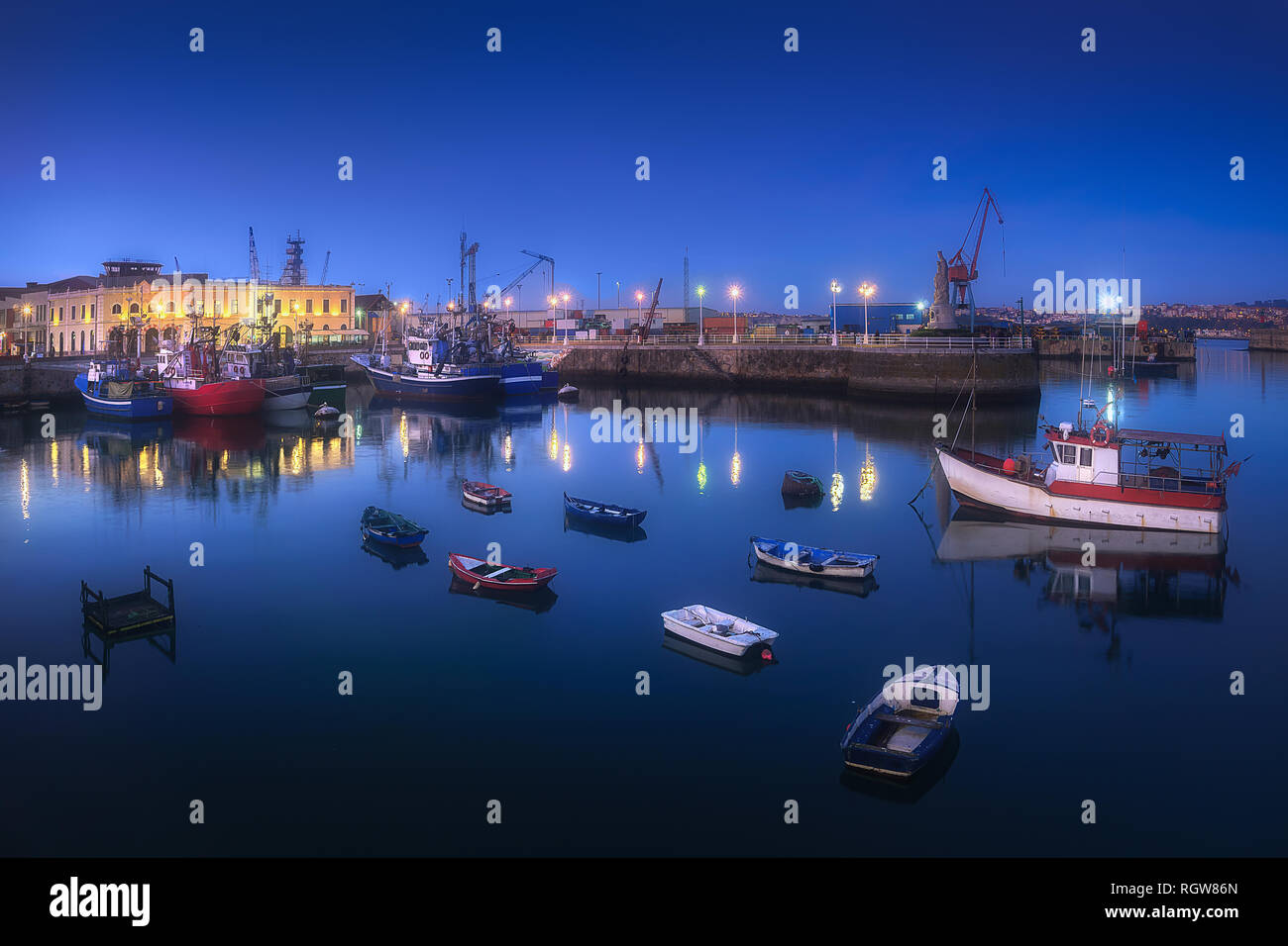 Industrial fishing port night hi-res stock photography and images - Alamy