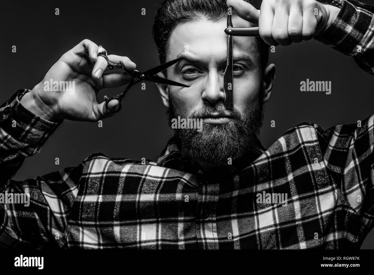 Mens shaving vintage Black and White Stock Photos & Images - Alamy