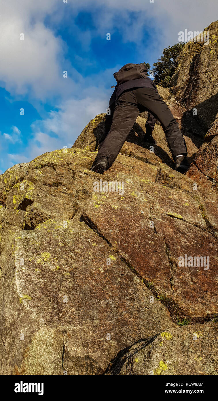 Rock Climbing on the Bell near Coniston Old Man in the English Lake ...