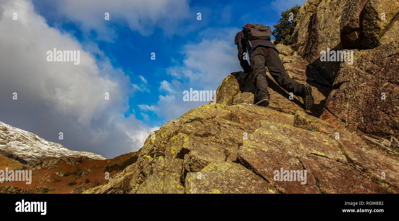 Rock Climbing on the Bell near Coniston Old Man in the English Lake ...