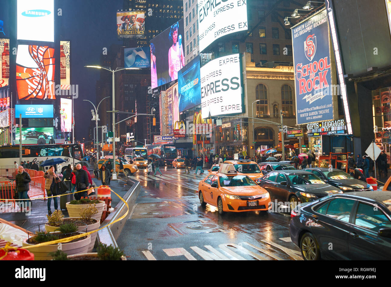 NEW YORK, NY - MARCH 14, 2016: Times Square at night. Times Square is a ...