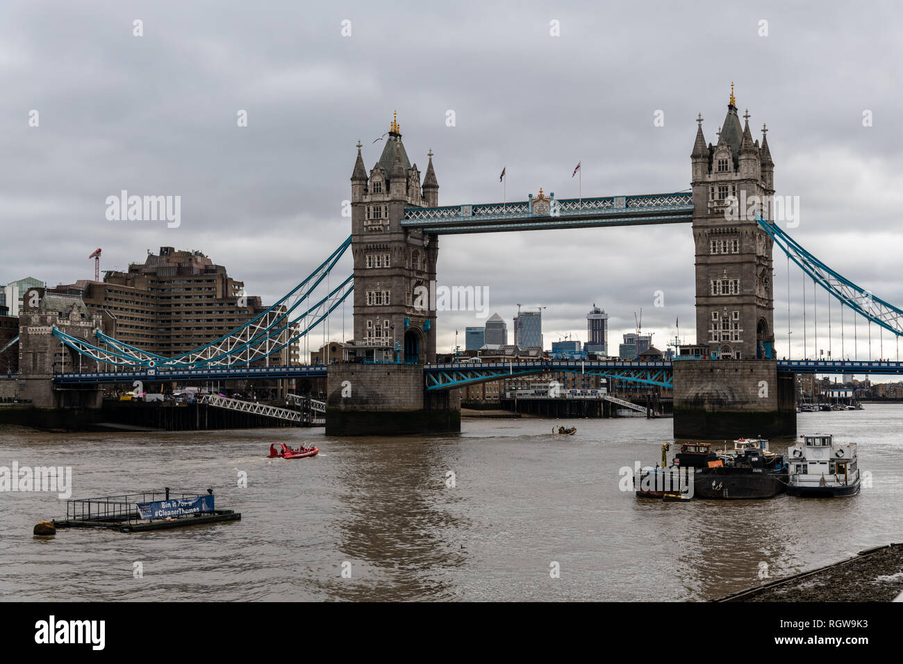 London Tower Bridge. The bridge is a combined bascule and suspension ...