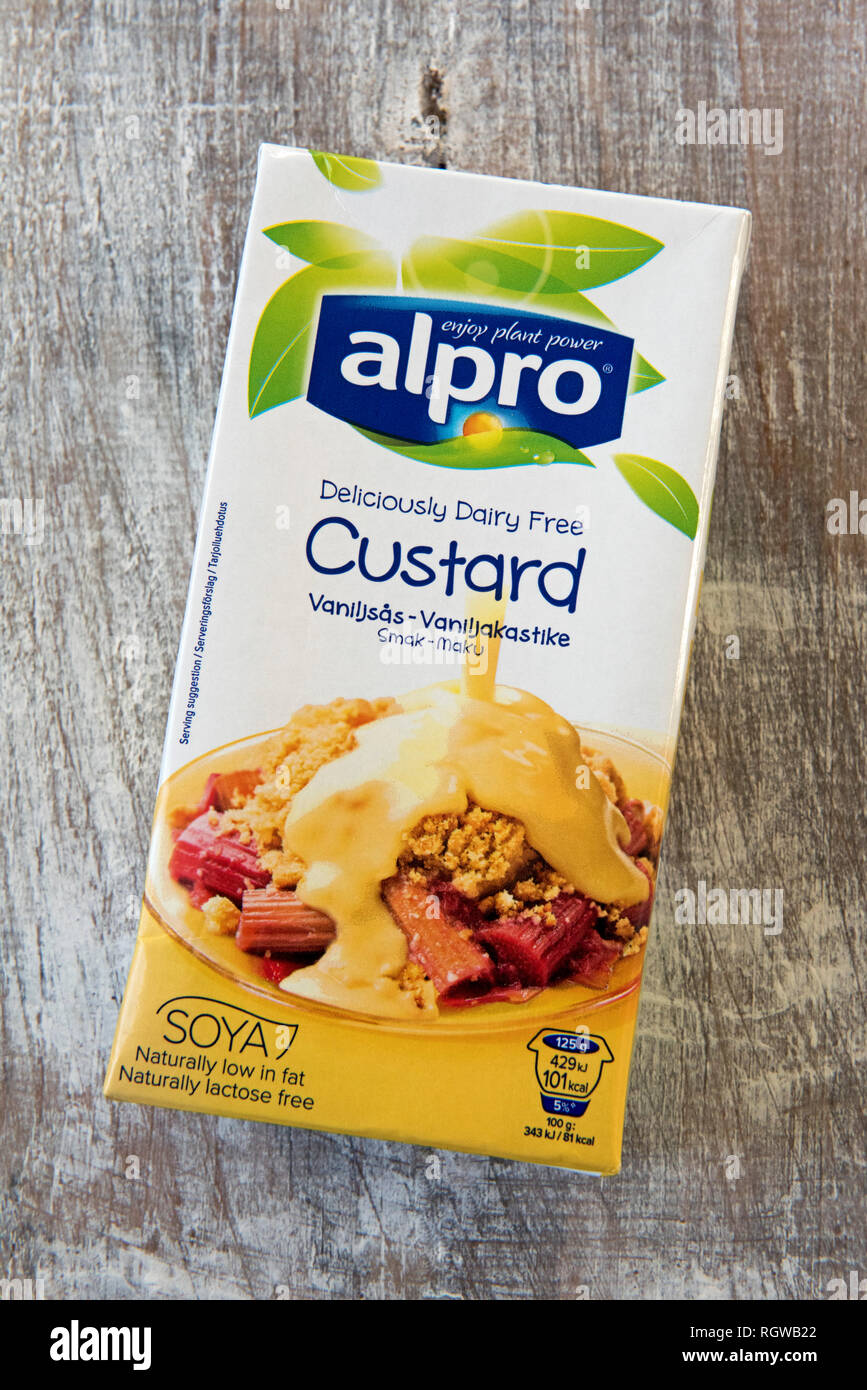 Alpro soya carton custard dairy free hi-res stock photography and ...