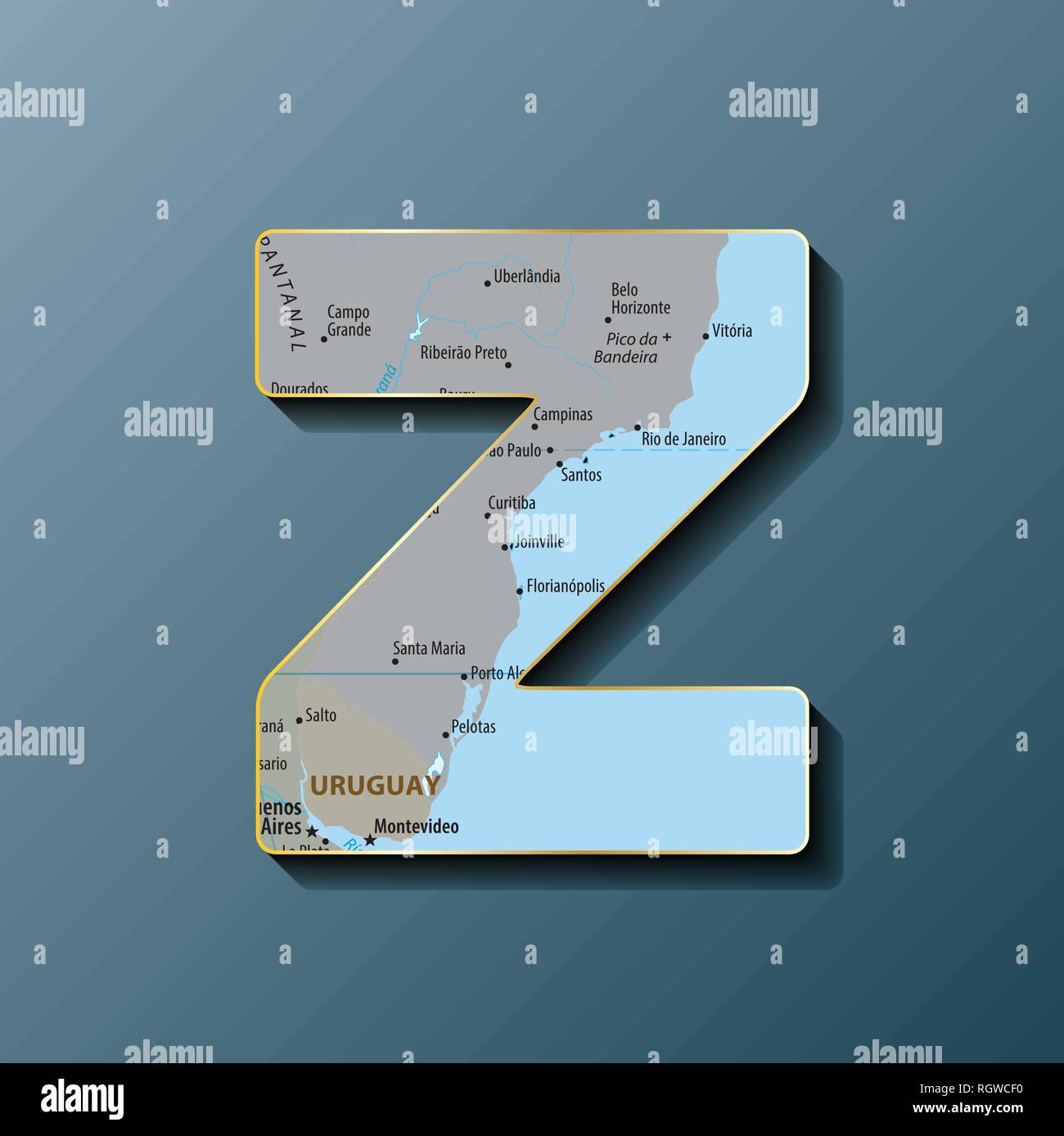 Vector illustration of uppercase letter V with map to use monograms ...