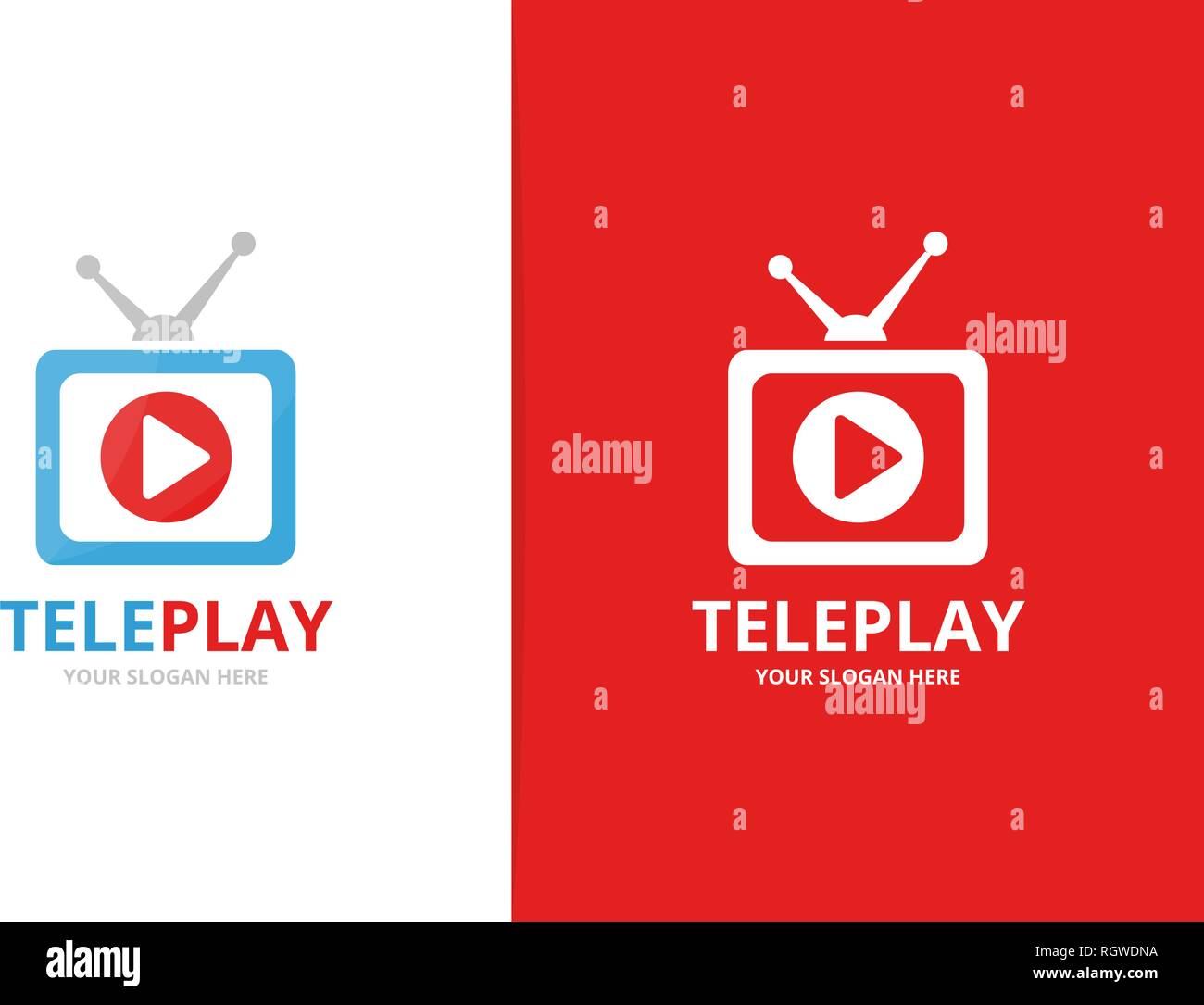 Vector button play and tv logo combination. Record and television ...
