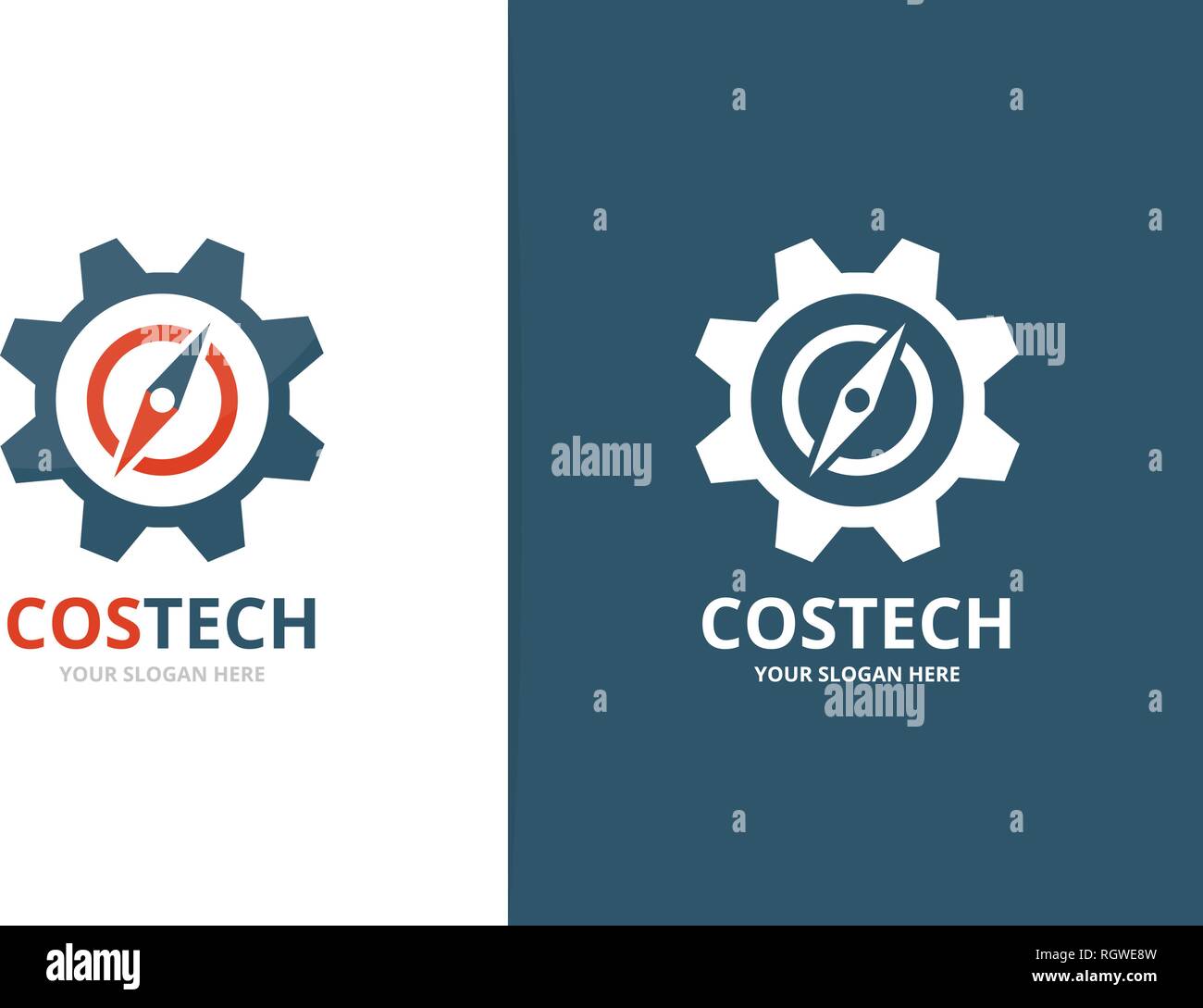 Vector compass and gear logo combination. Navigation and mechanic ...