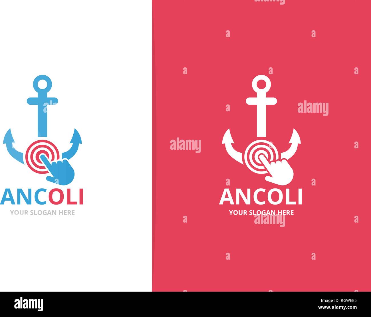 Vector anchor and click logo combination. Marine and cursor symbol or ...