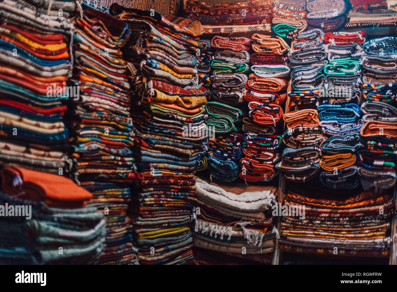 Store with different colorful traditional carpets in Chefchaouen ... Store with different colorful traditional carpets in Chefchaouen ...
