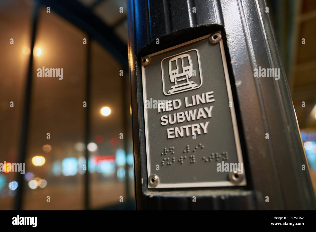 CHICAGO, IL - CIRCA APRIL, 2016: close up shot of CTA Red Line subway ...