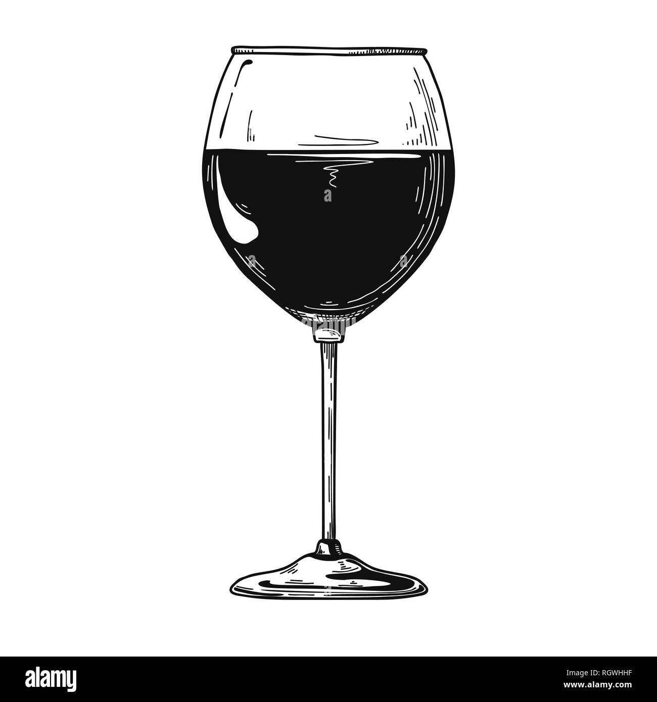 Standard red wine glass. Vector illustration on white background Stock ...