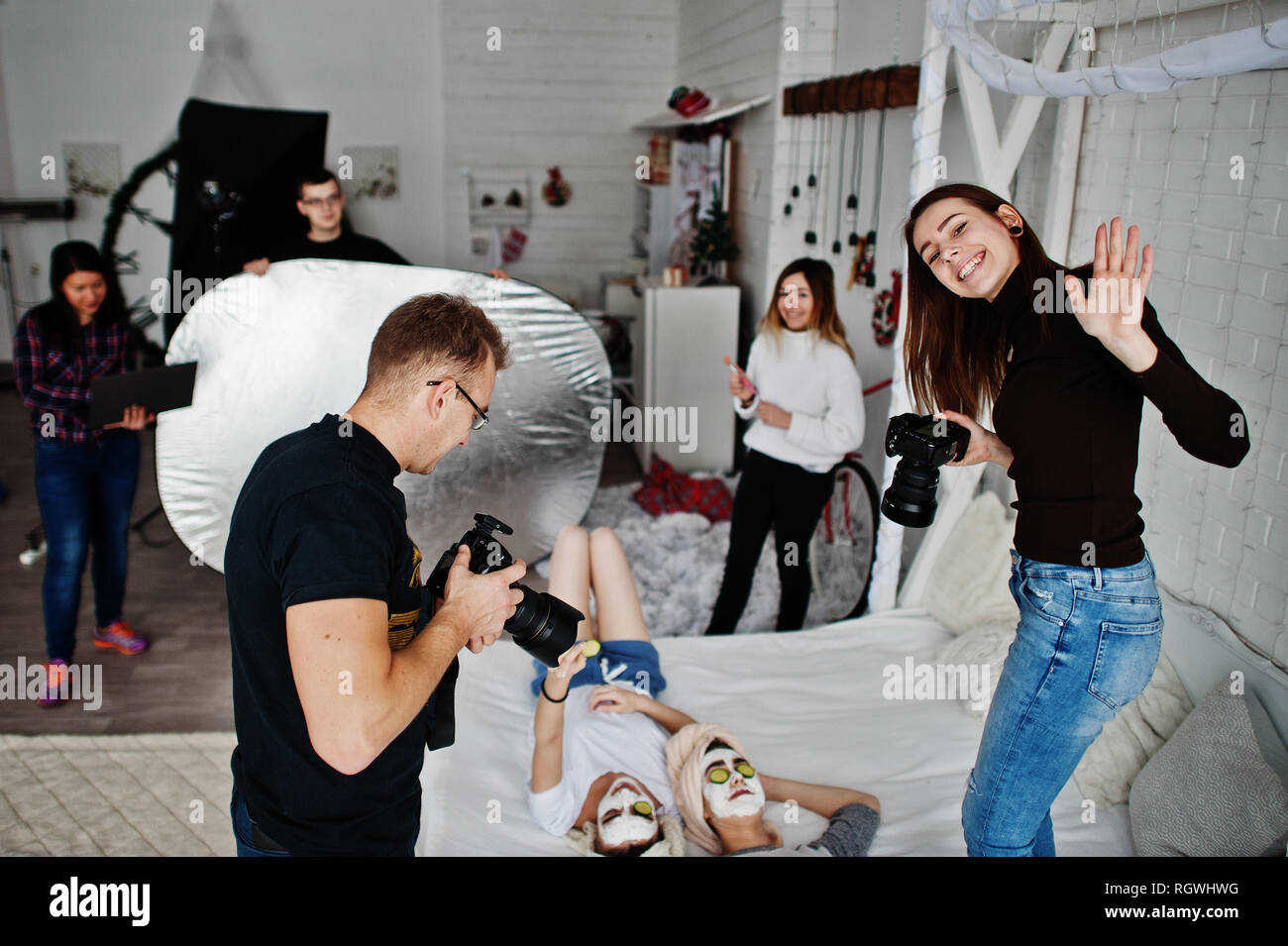 Work process of team photographer, designers and models stuff on ...