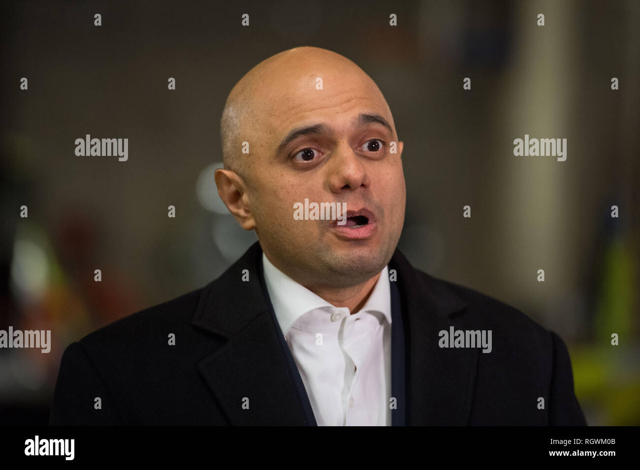 Embargoed to 0001 Thursday January 31 Home Secretary Sajid Javid during ...