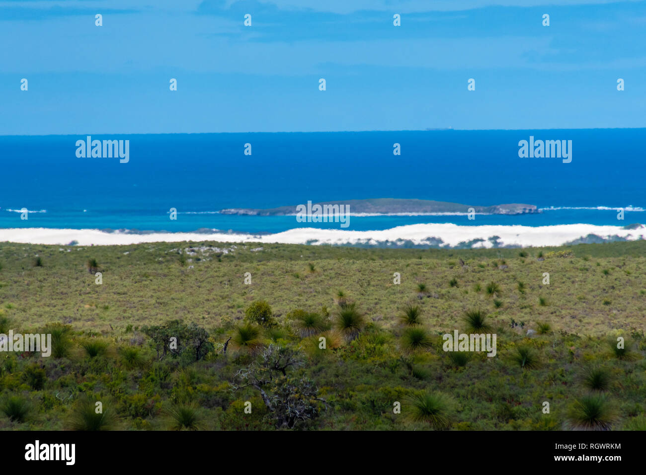 Heat deflected haze photo of sand dunes at the coast of West Australia ...
