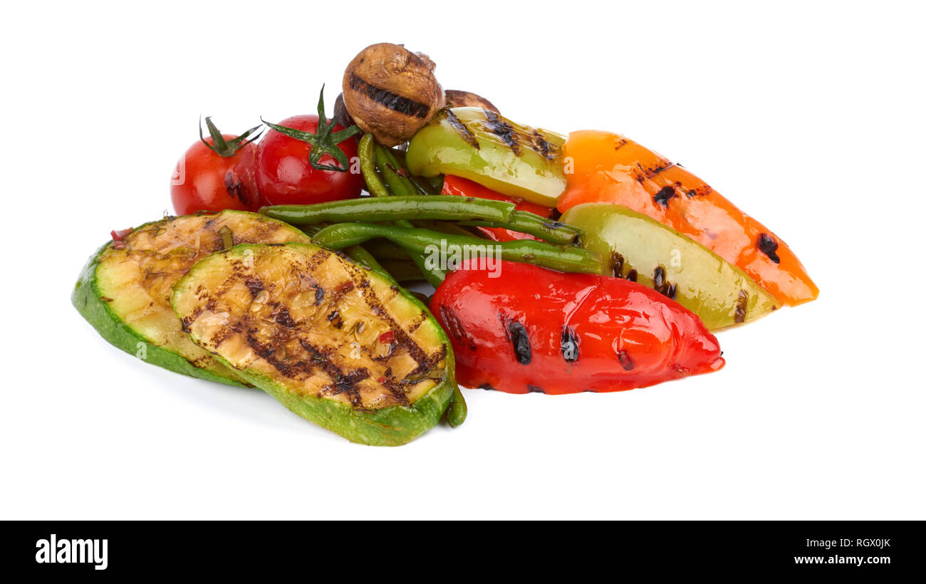 grilled vegetables on a white background Stock Photo - Alamy