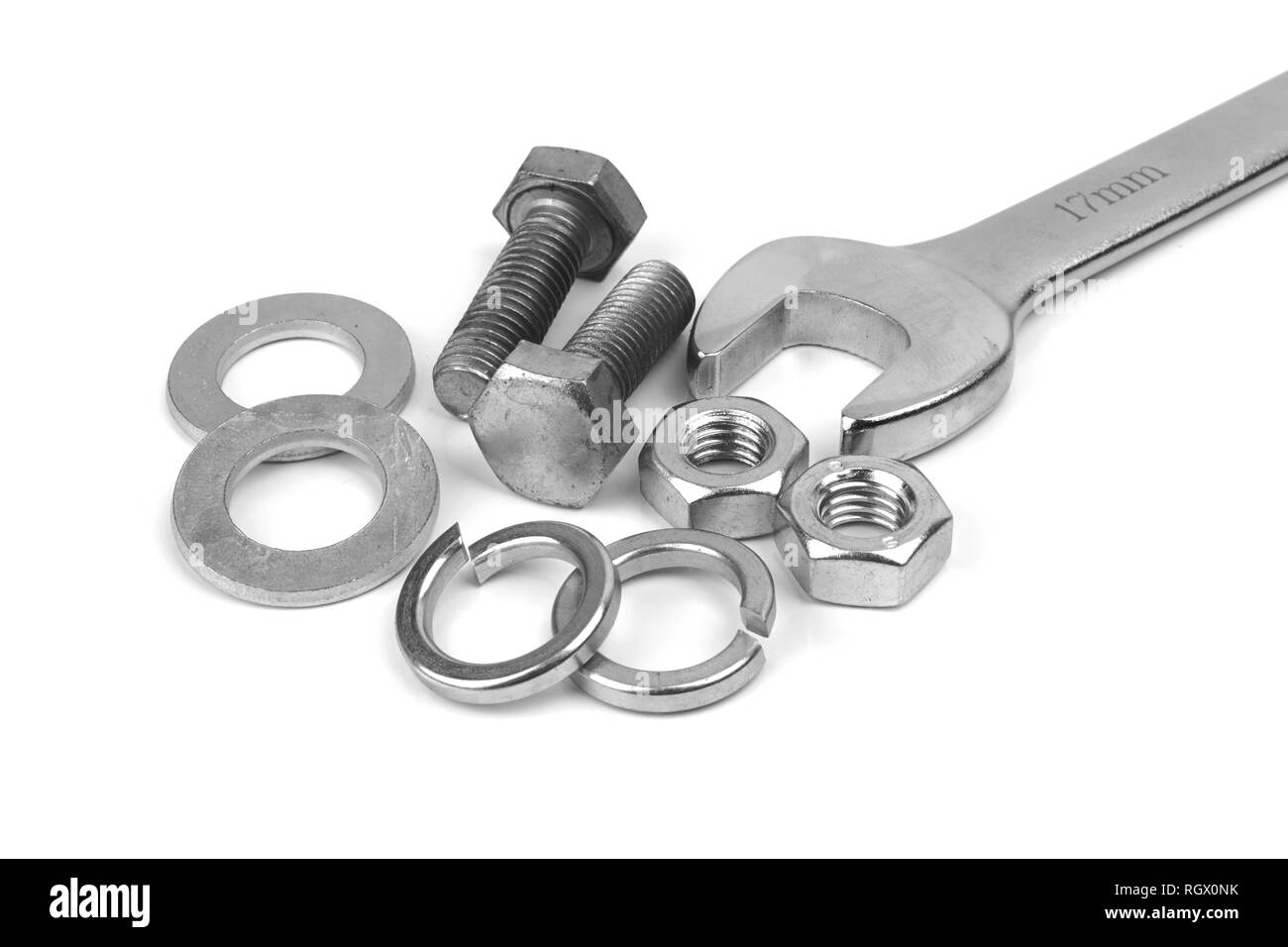 spanner with bolts isolated on the white background Stock Photo - Alamy