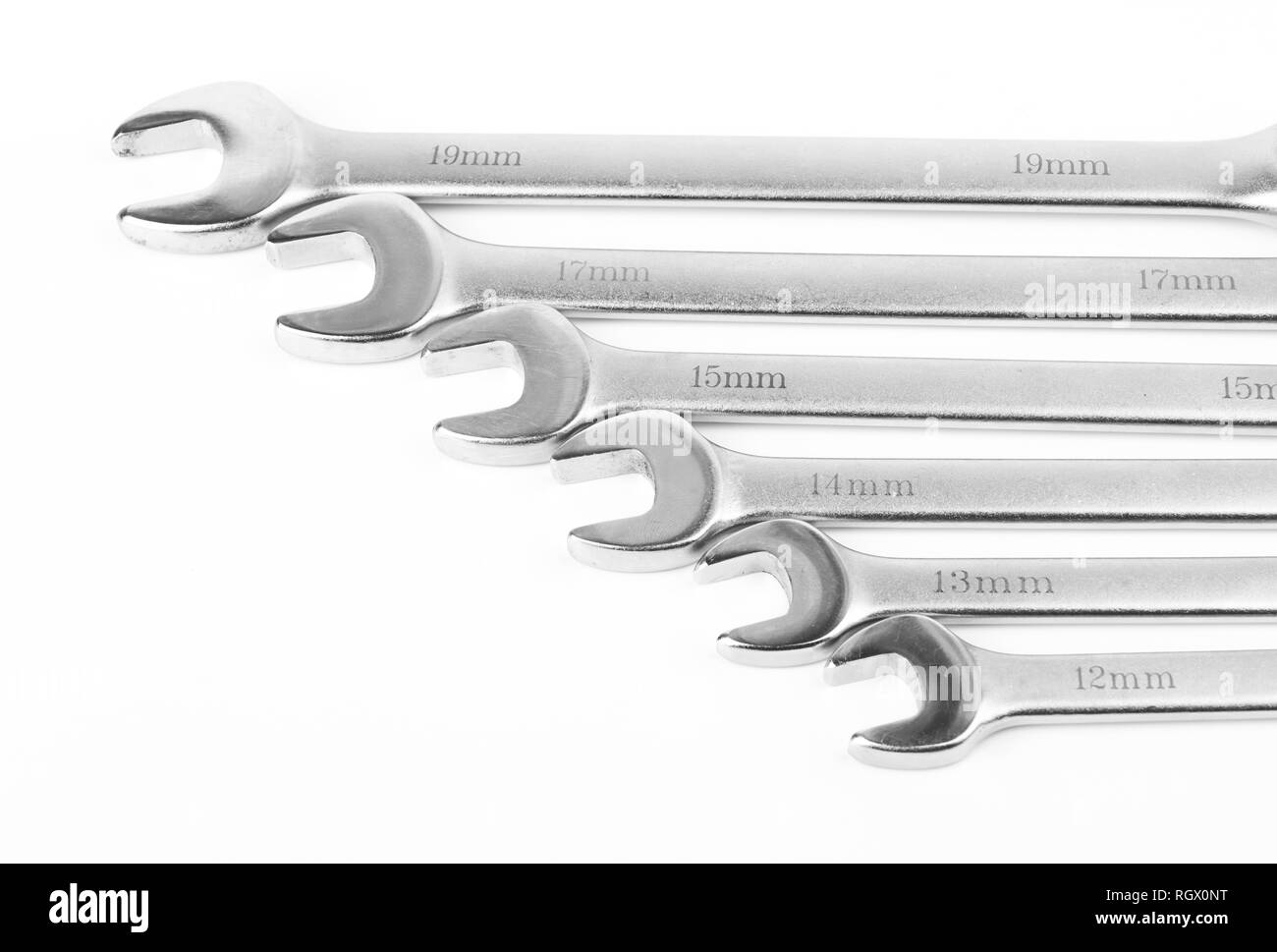 A set of spanners over white background Stock Photo - Alamy