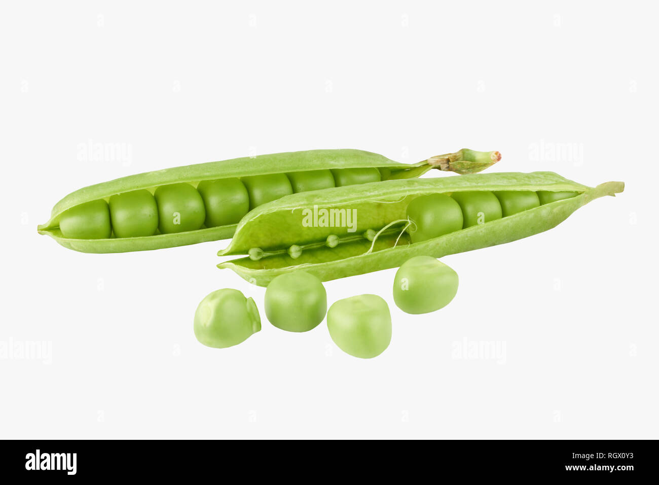 Fresh green pea pod isolated on white background Stock Photo - Alamy