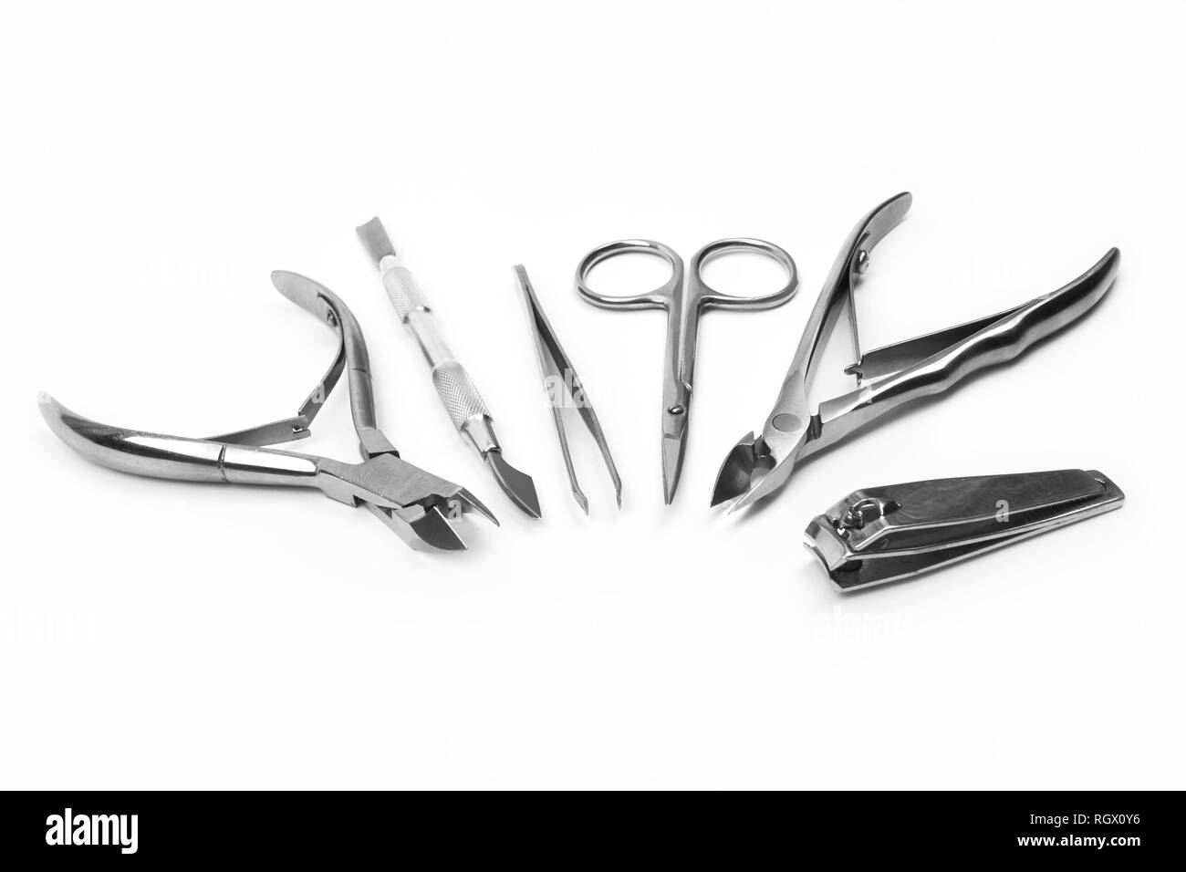 Tools of a manicure set on a white background Stock Photo - Alamy