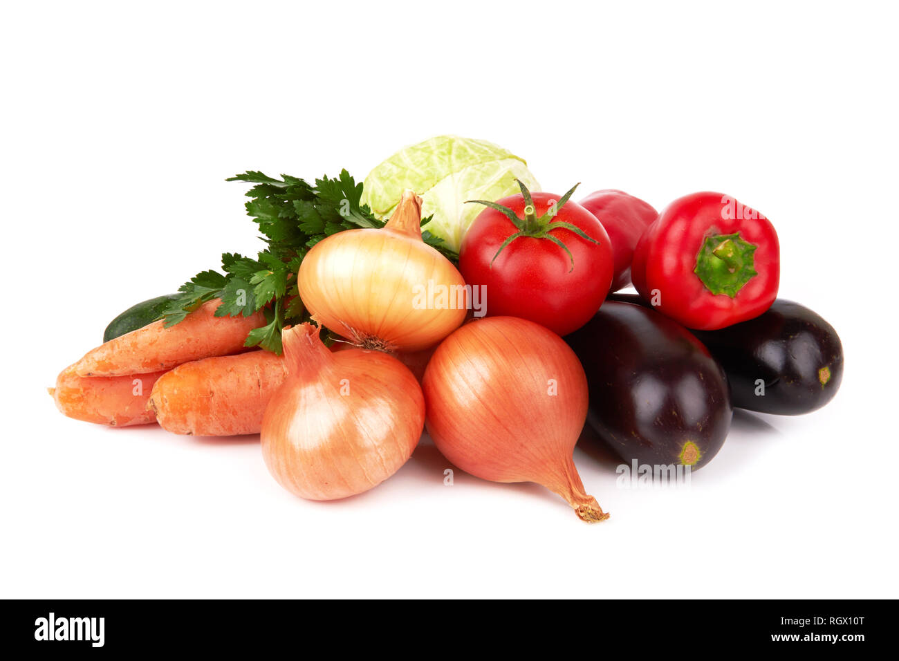 different kinds of vegetables on a white background Stock Photo - Alamy